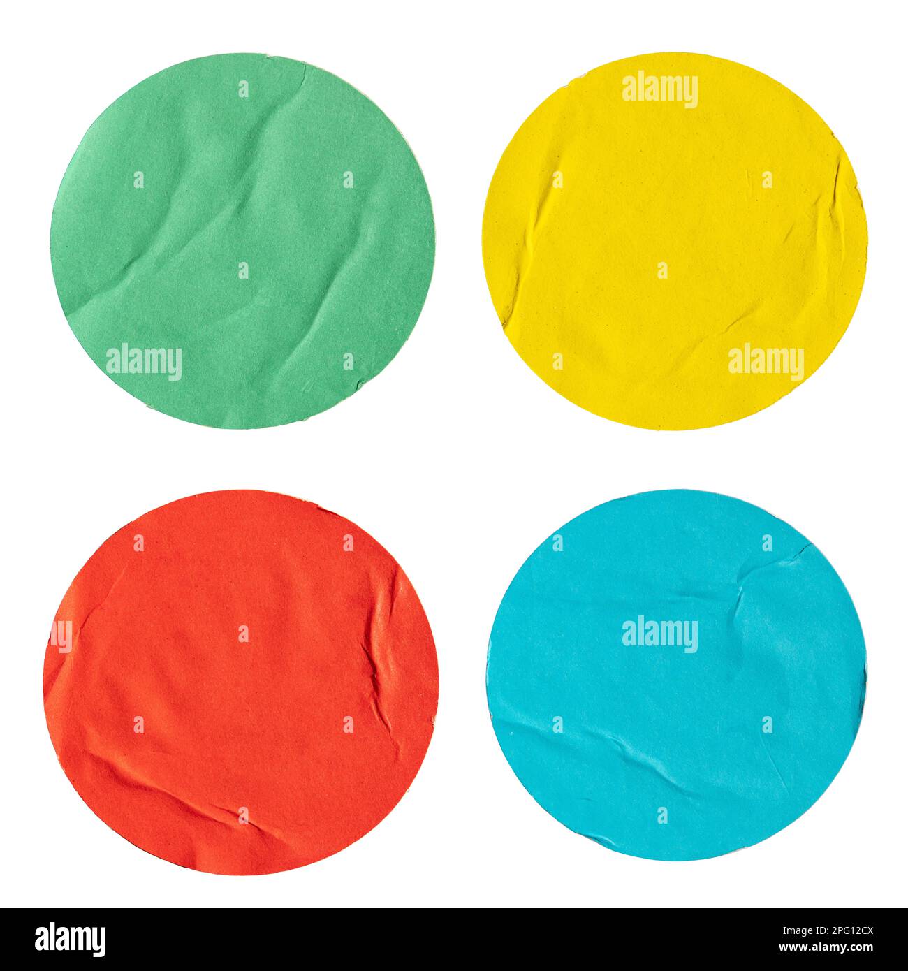 Round colorful paper stickers isolated on white background with ...