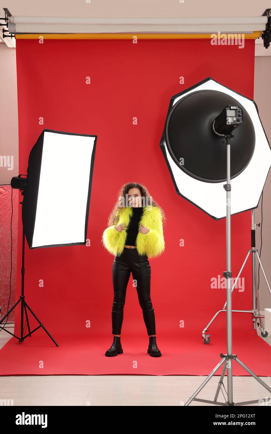 Beautiful African American model posing in studio. Professional photo ...