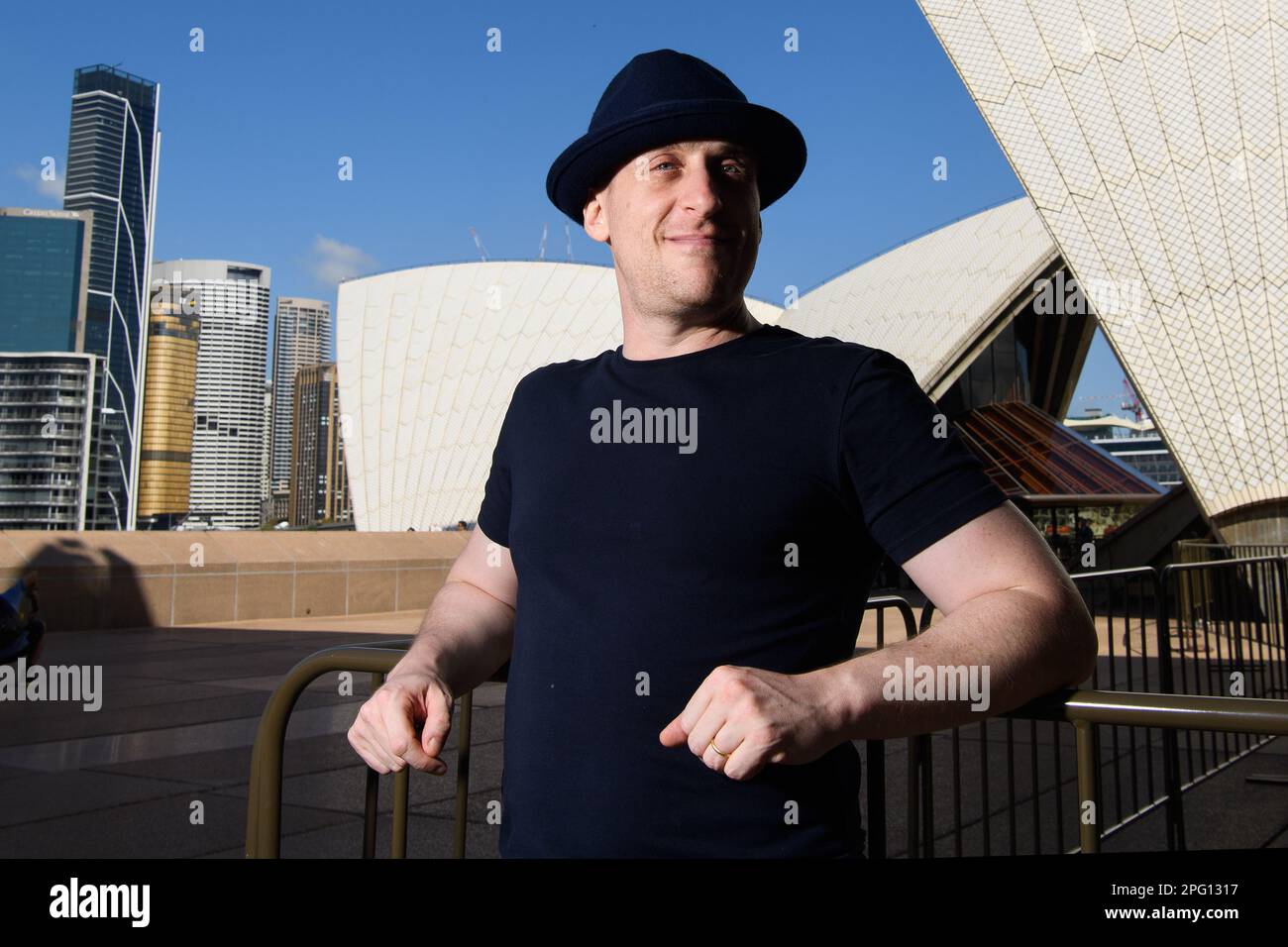 Pianist Simon Tedeschi poses for a portrait at the Sydney Opera House ...