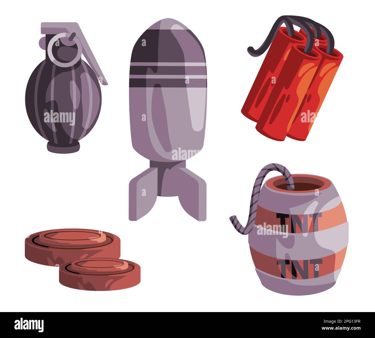 War bomb object grenade dynamite rocket nuke missile mine Stock Vector ...