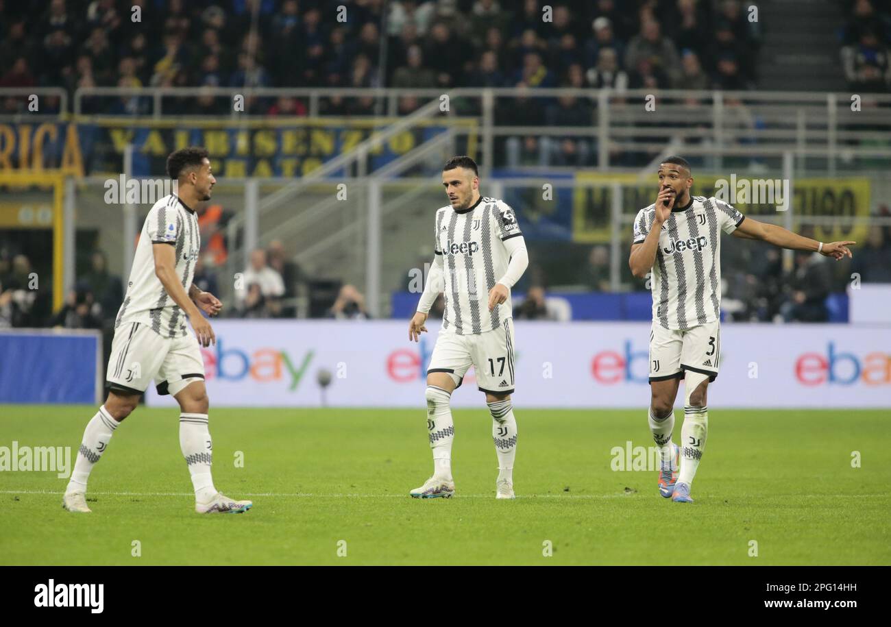 Milan, Italy. 19th Mar, 2023. Danilo of Juventus, Filip Kostic of ...