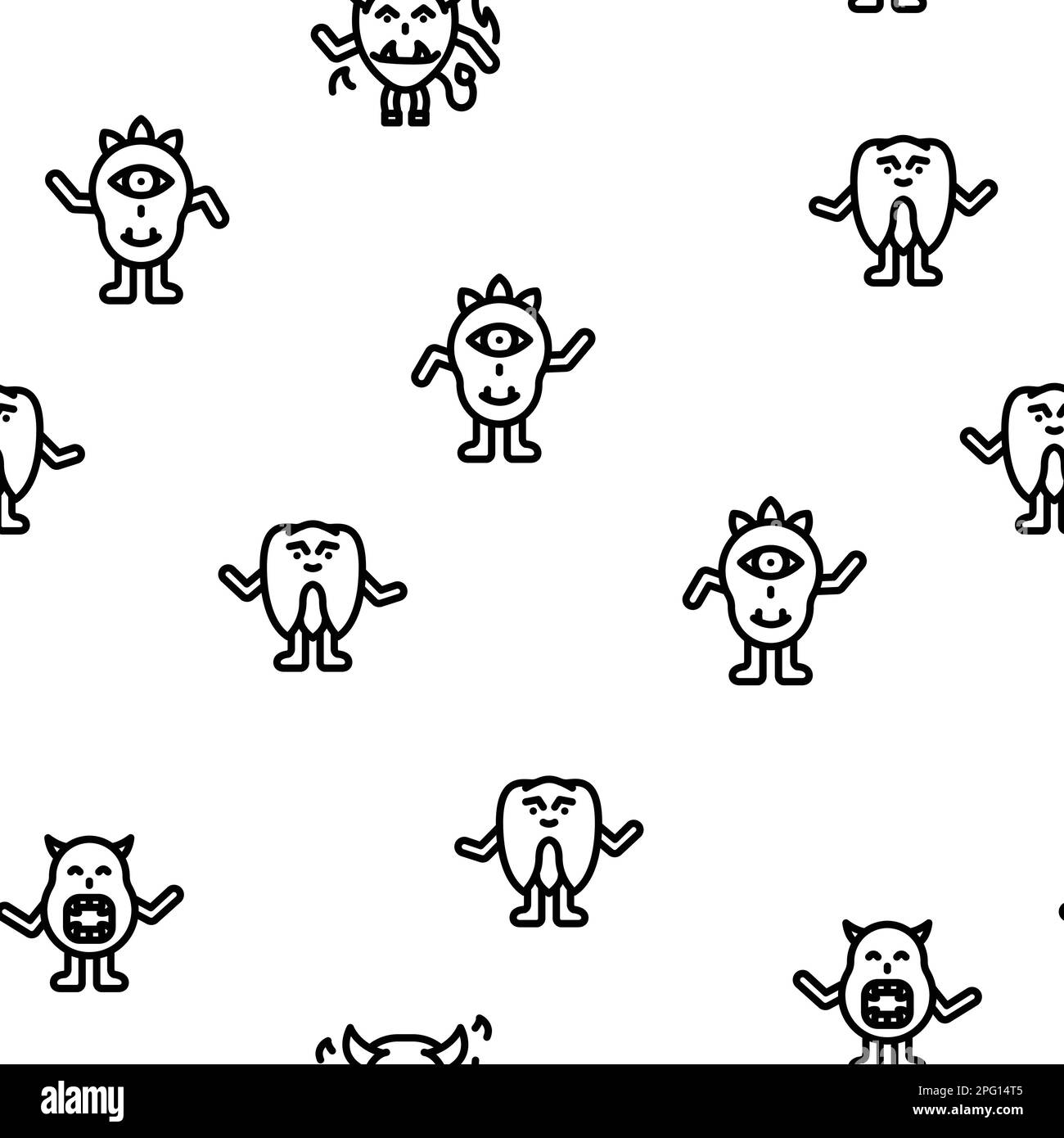monster cute character vector seamless pattern Stock Vector Image & Art ...