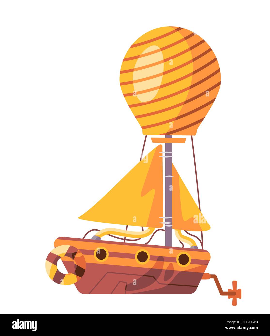 Flying balloon ship boat sailing steam punk mechanical machinery ...