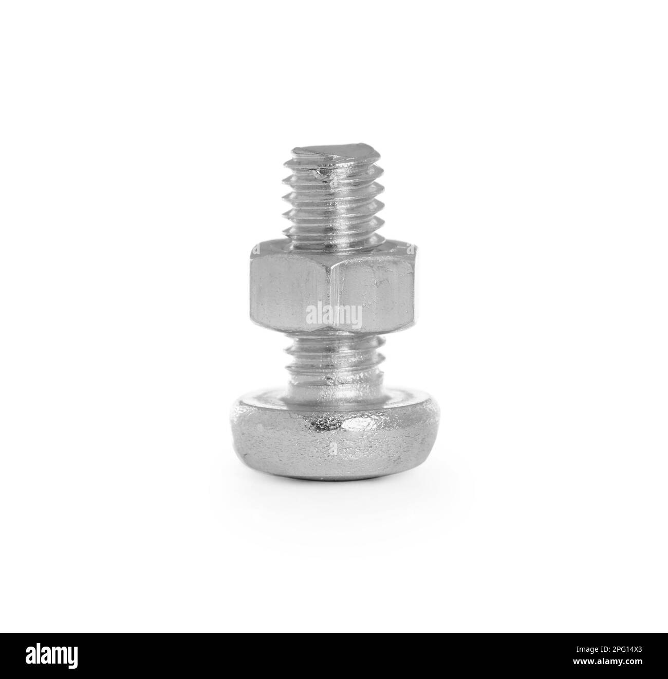 Small metal bolt with hex nut isolated on white Stock Photo - Alamy