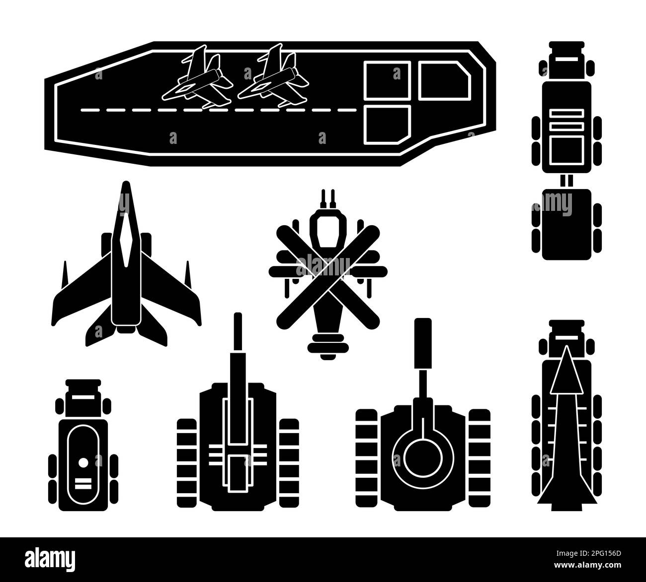 war machine vehicle vector set collection black color from airplane helicopter tanks and ...