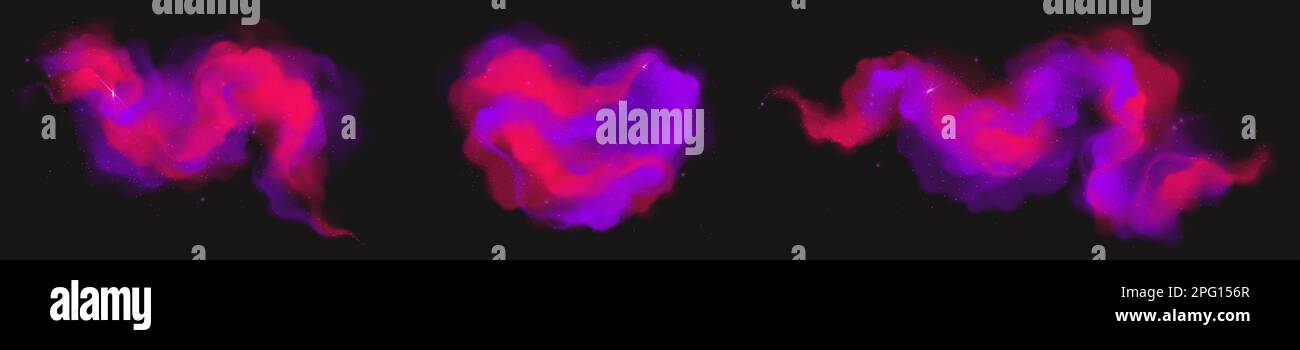 Set of magic smoke clouds isolated on black background. Vector ...