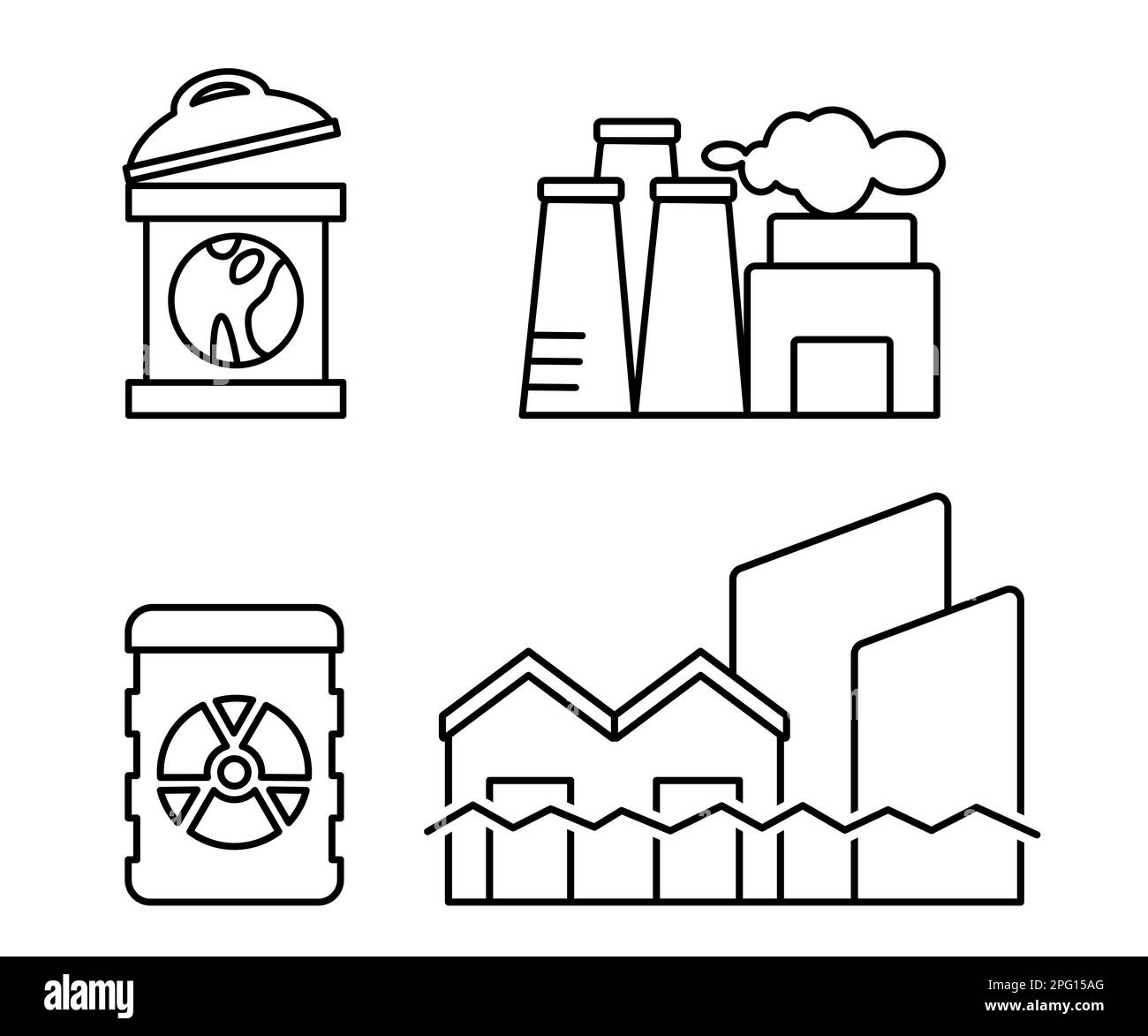 icon of trash can factory pollution nuclear and dangerous garbage ...