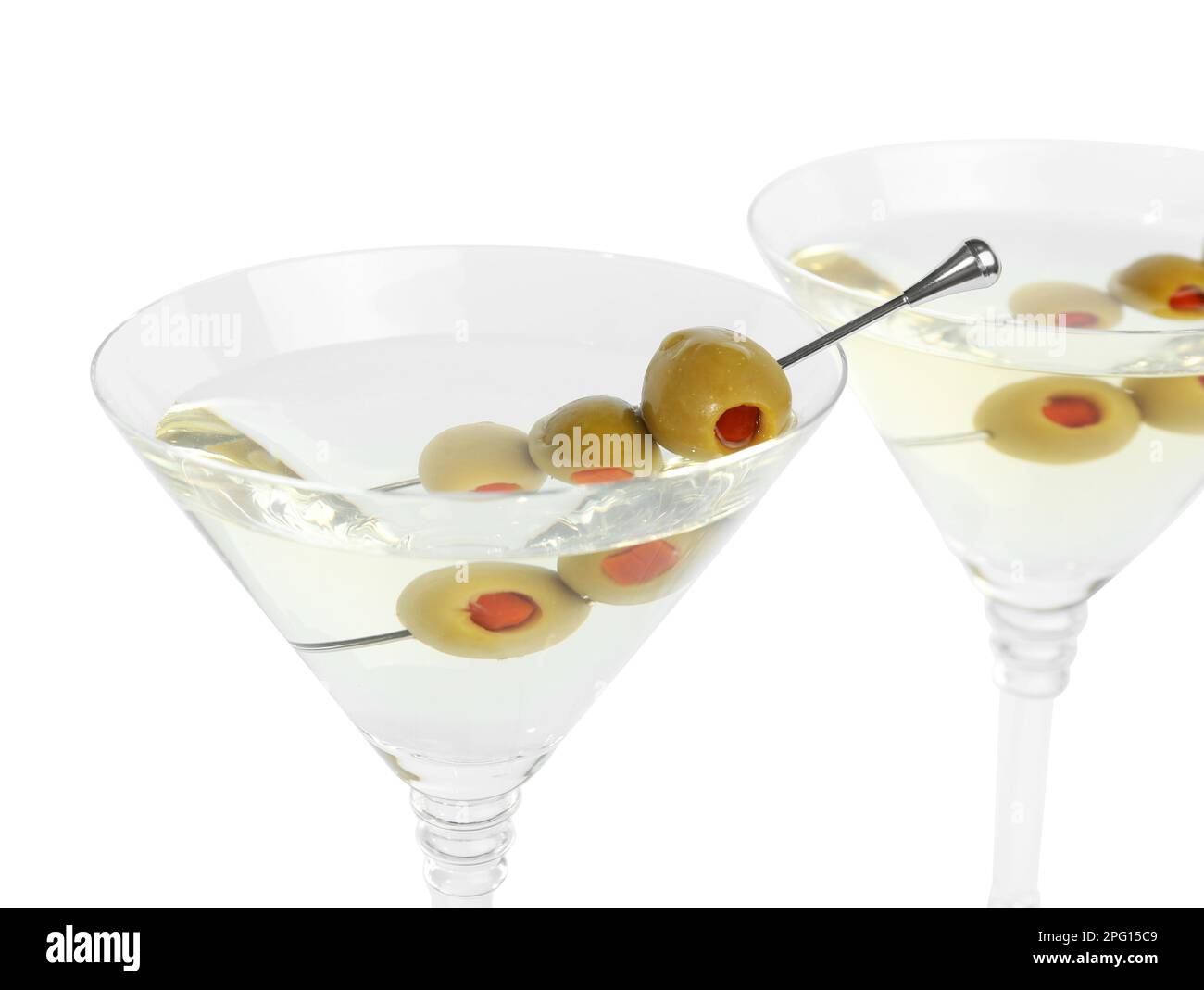Martini cocktail with olives on white background Stock Photo - Alamy