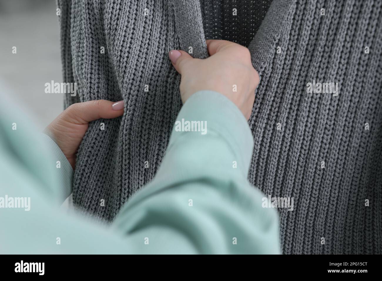 Closeup female hands choosing fabric hi-res stock photography and ...