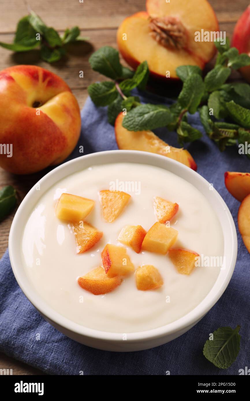 Yogurt peach nectarine flavor hi-res stock photography and images - Alamy