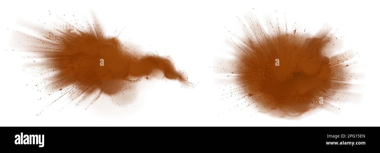 Realistic set of cinnamon powder clouds isolated on white background ...