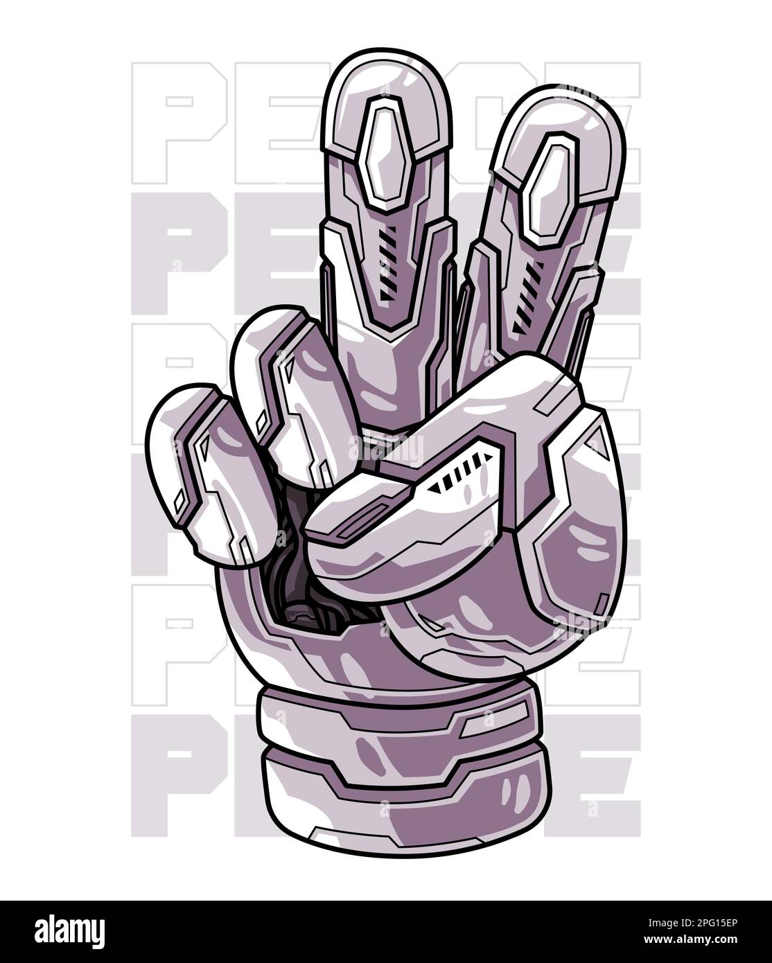 Peace sign hand robot symbol of dealing with machine humanoid ...
