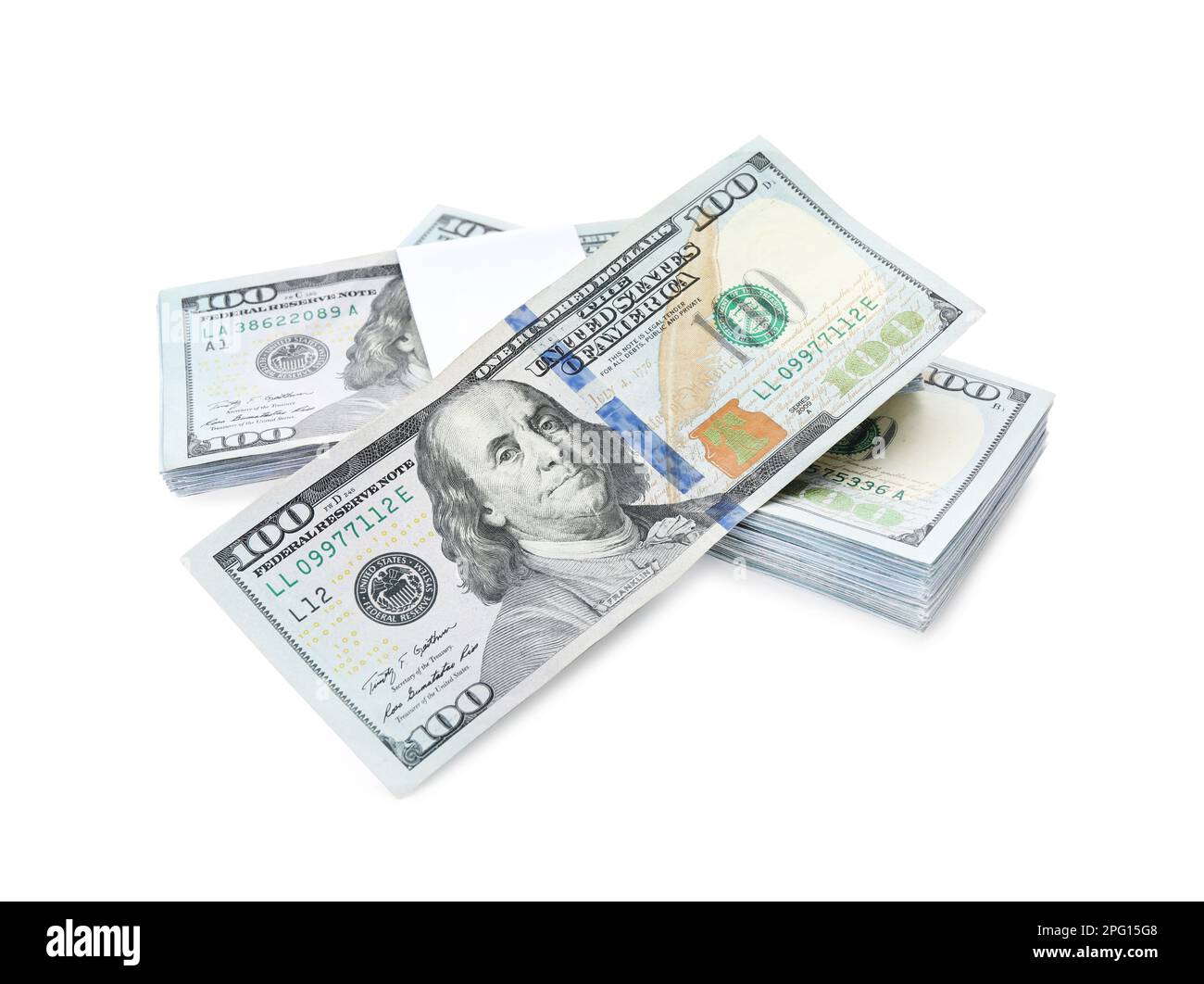 Dollar banknotes on white background. American national currency Stock ...