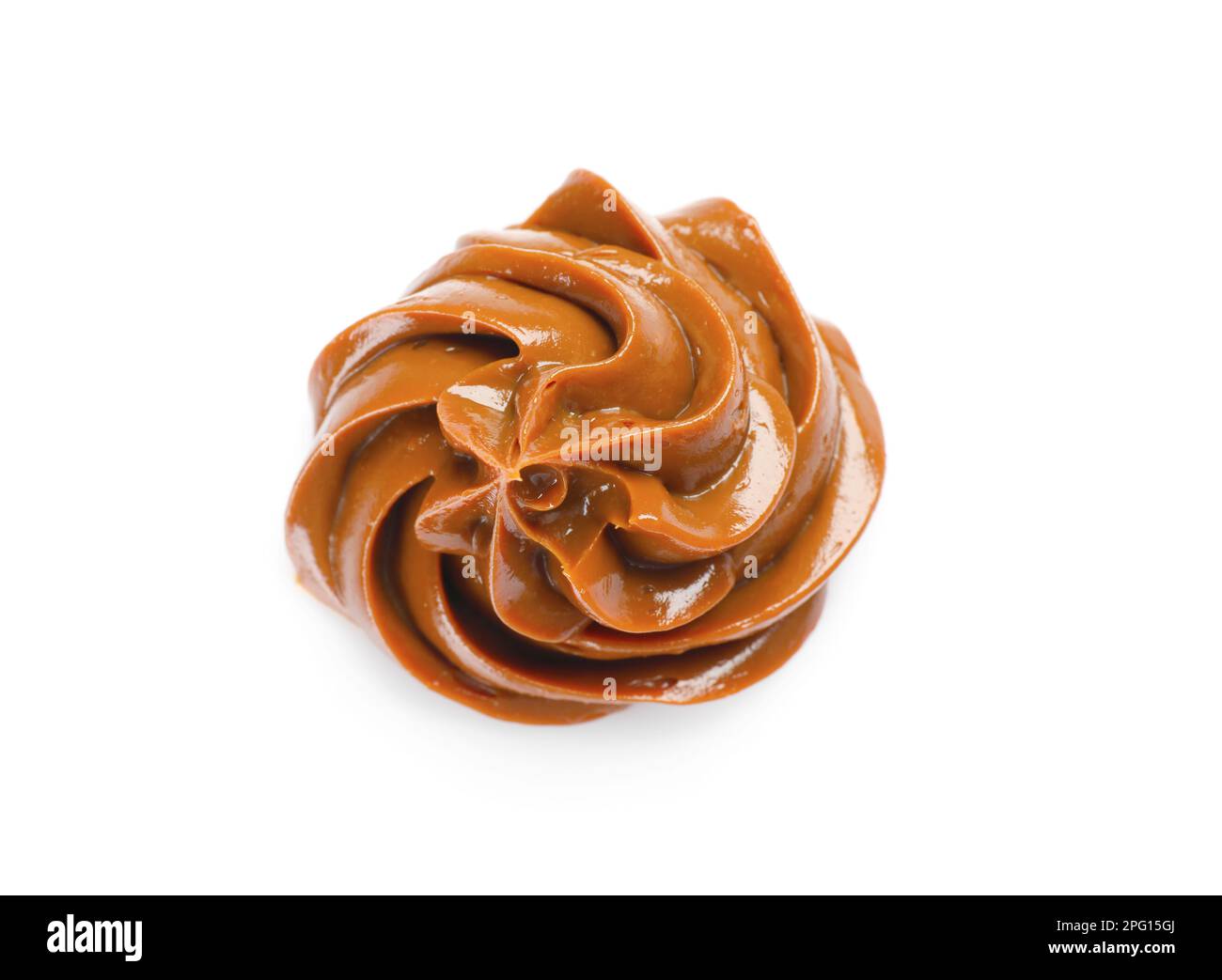 Tasty boiled condensed milk isolated on white, top view Stock Photo - Alamy