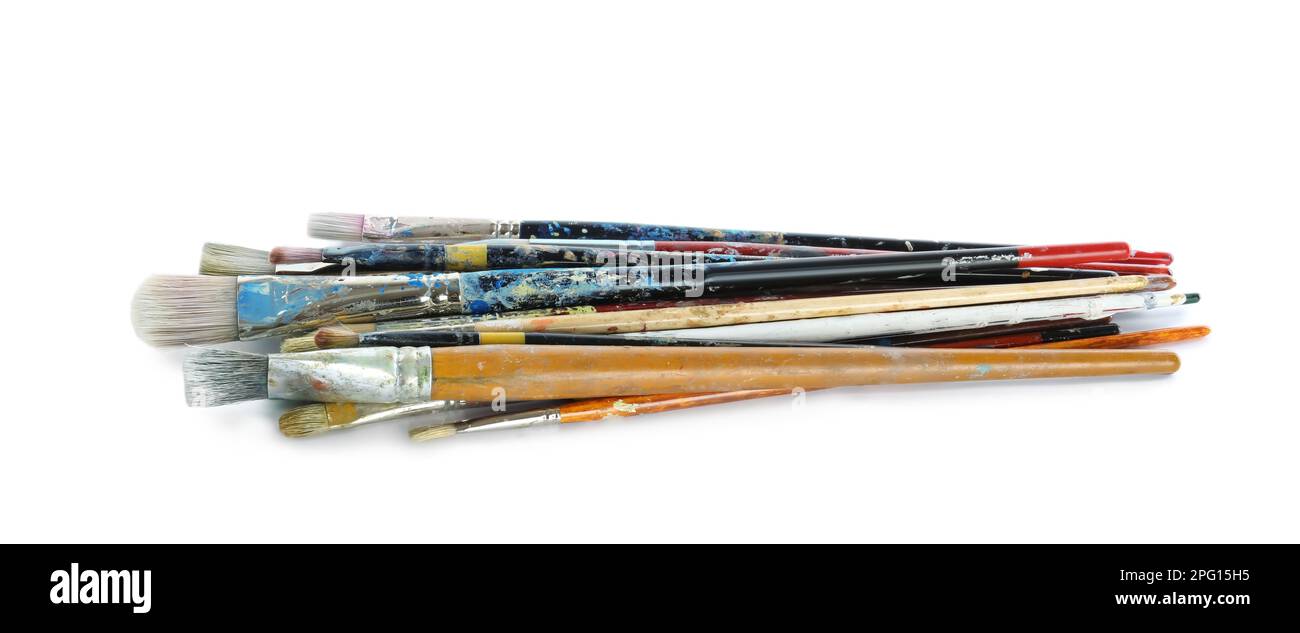 Set of paintbrushes on white background. Art supplies Stock Photo - Alamy