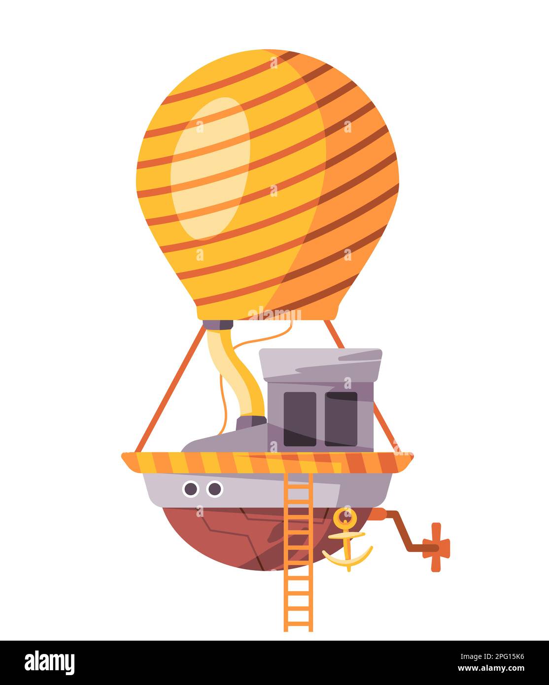 Flying balloon ship boat sailing steam punk mechanical machinery ...