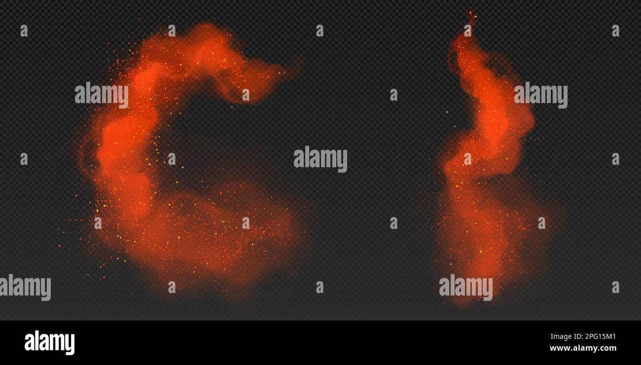 Realistic set of red dust clouds isolated on transparent background ...