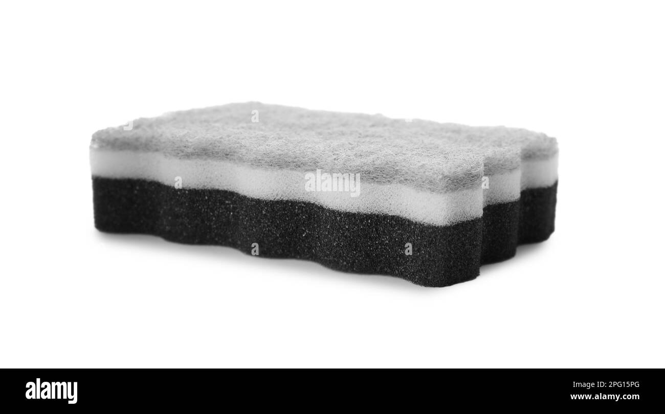 Layered cleaning sponge with abrasive scourer isolated on white Stock ...