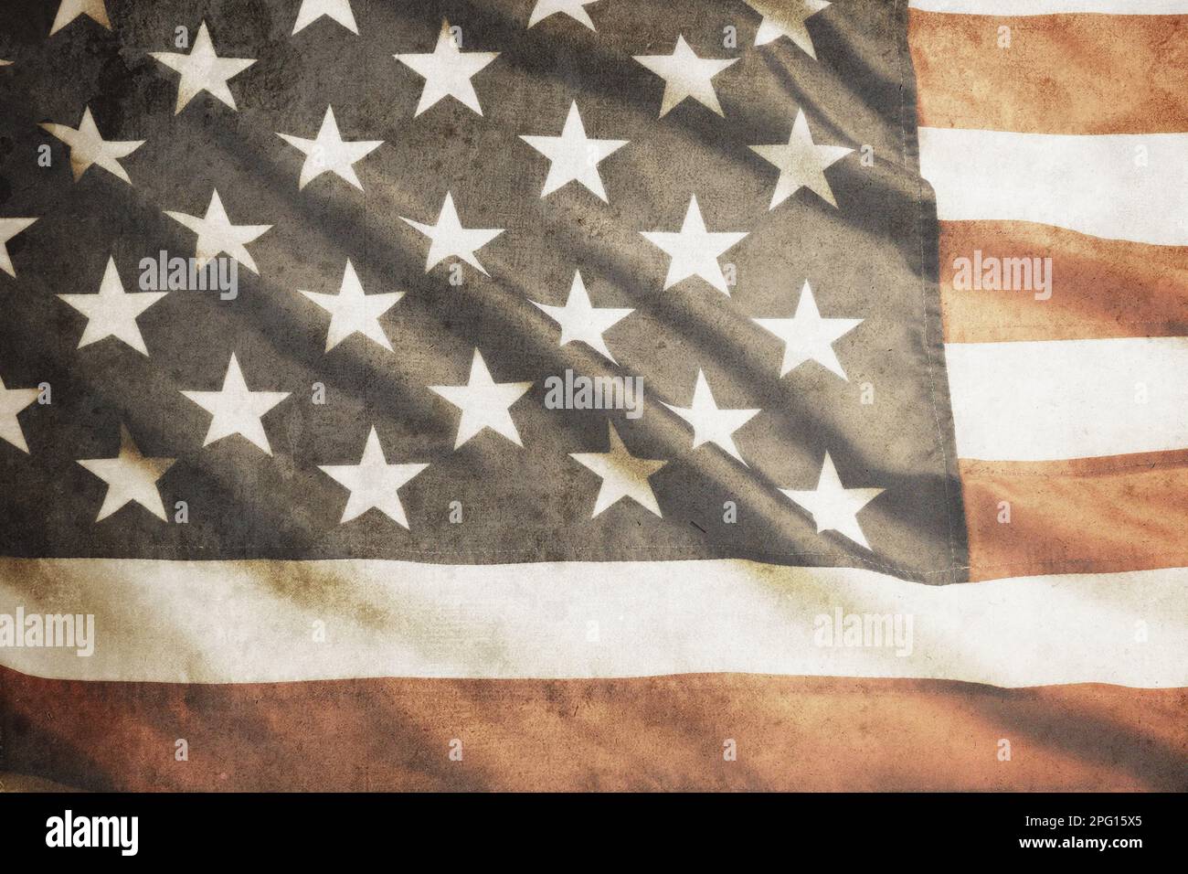 Old American flag as background, top view. National symbol of USA Stock ...