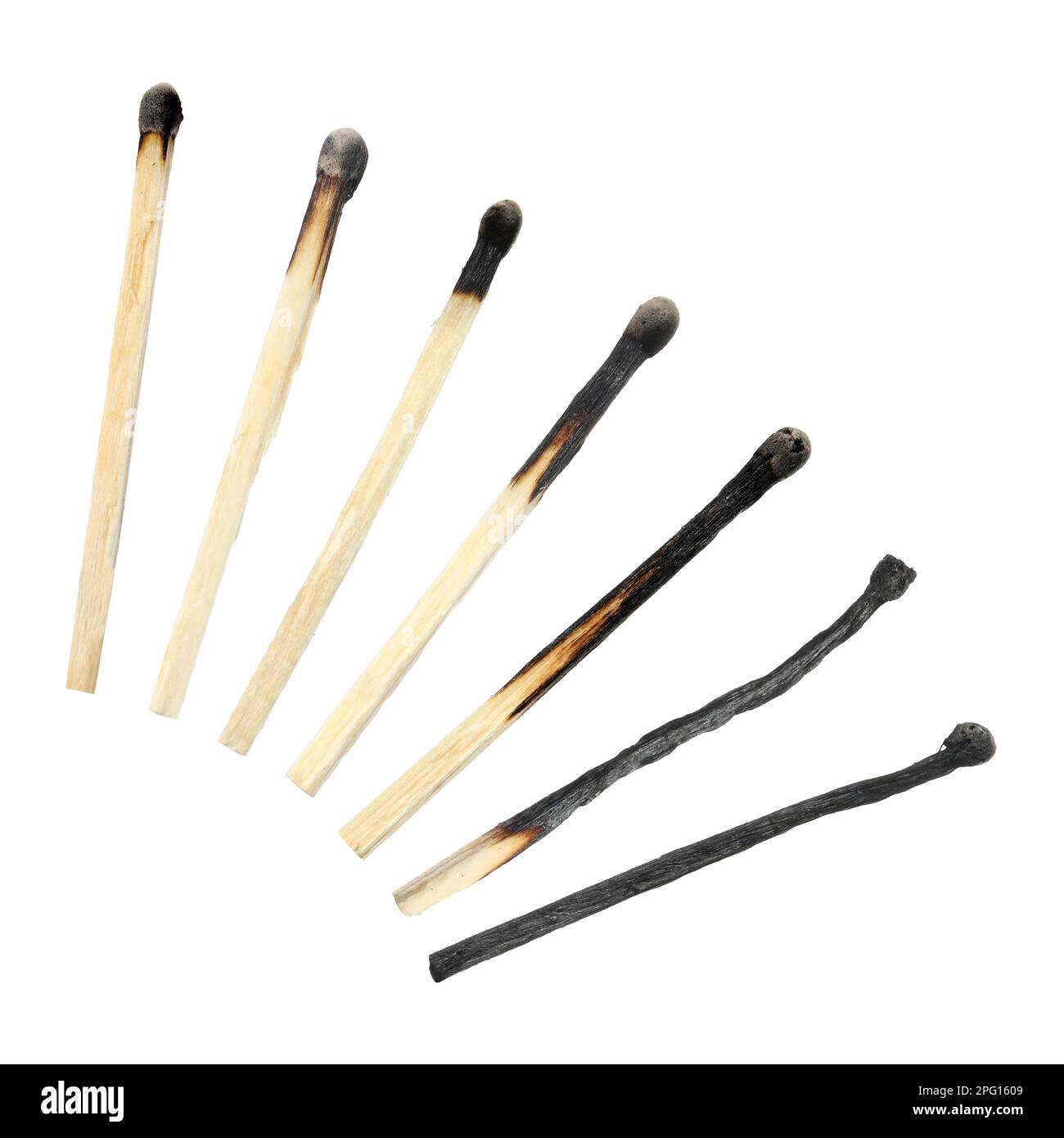 Set with burnt matches on white background Stock Photo - Alamy