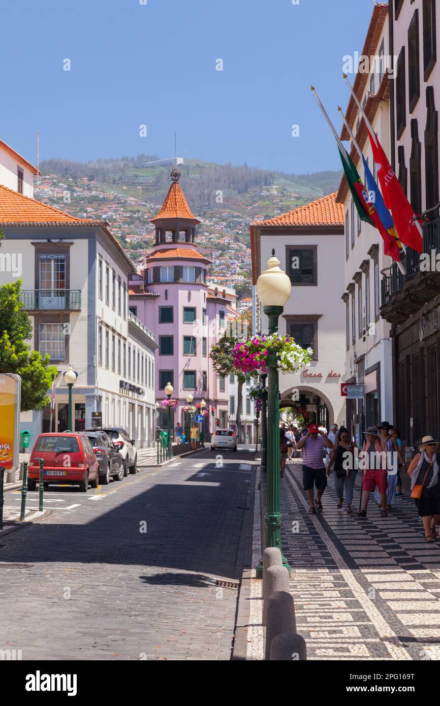 Funchal, Portugal - August 20, 2017: Street view of Funchal, the ...