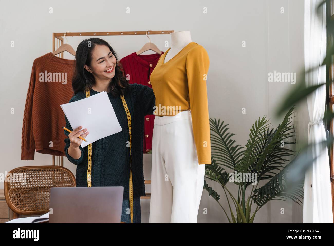 Female stylist Successful Fashion Business. Portrait of Smiling Asian ...