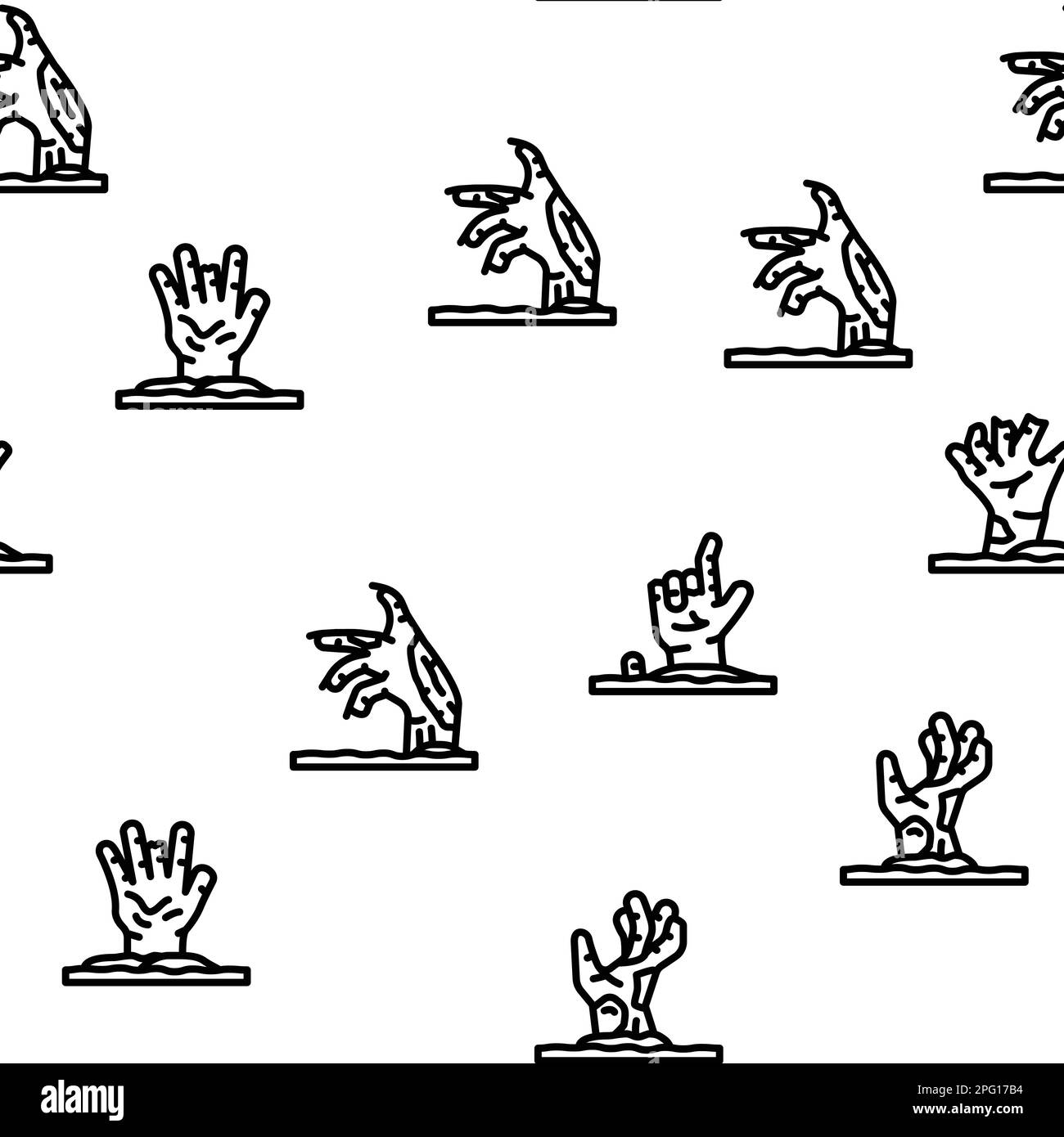zombie horror dead monster vector seamless pattern Stock Vector Image ...