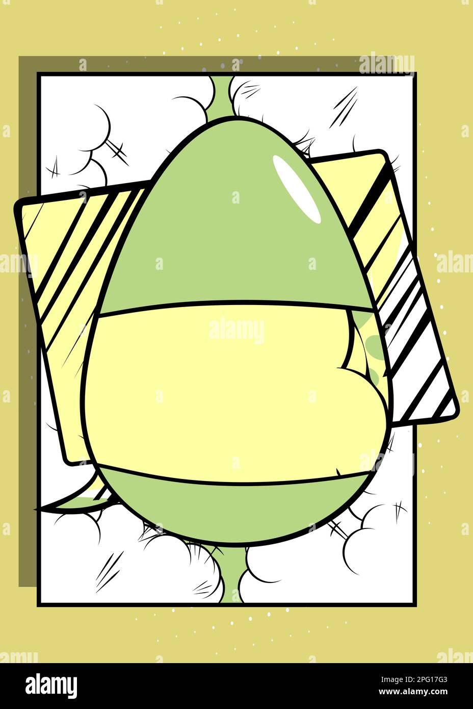 Comic book Easter banner with pastel green and yellow colored Egg ...