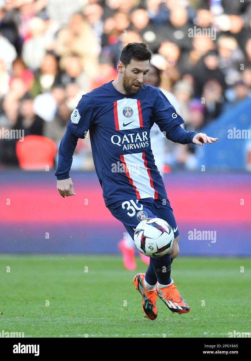 Paris, France. 19th Mar, 2023. Paris Saint Germain's striker Lionel ...