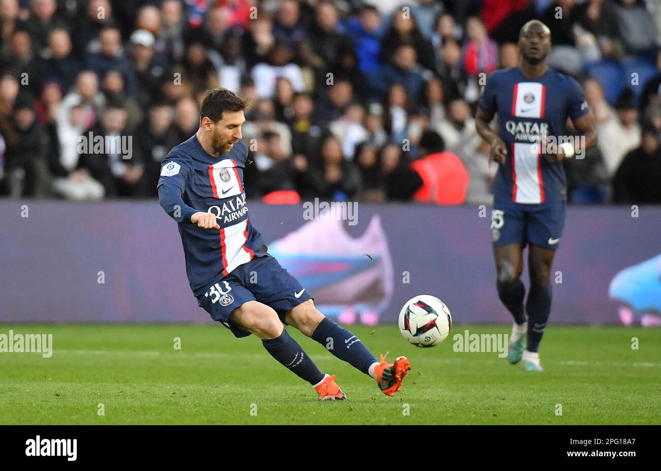 Paris, France. 19th Mar, 2023. Paris Saint Germain's striker Lionel ...