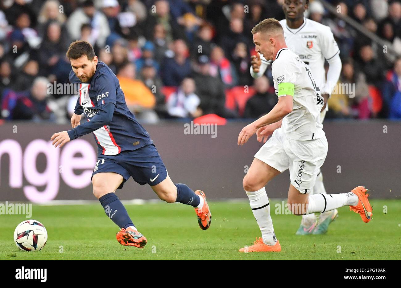 Paris, France. 19th Mar, 2023. Paris Saint Germain's striker Lionel ...