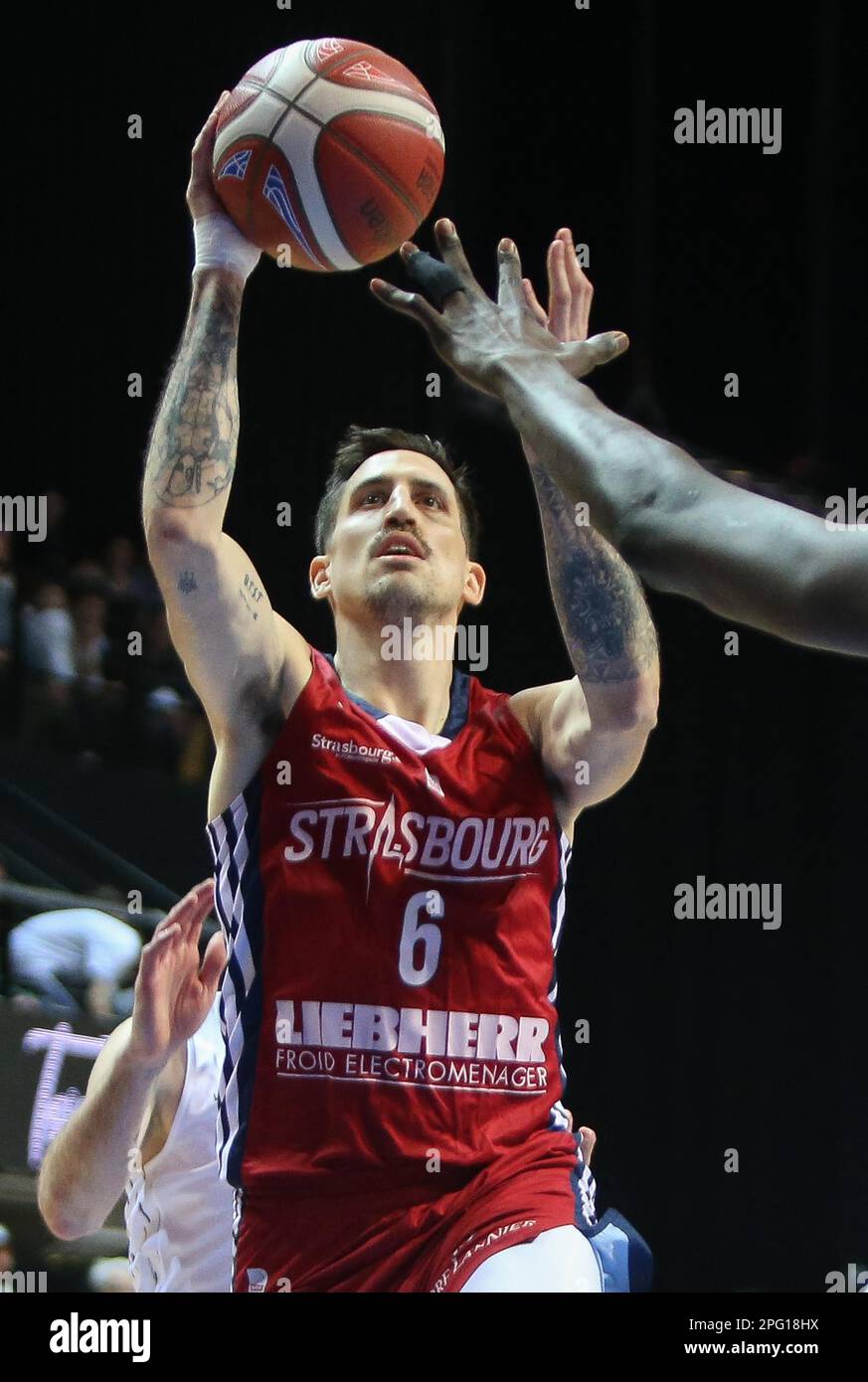 Trelaze, France. 19th Mar, 2023. Paul LACOMBE of SIG STRASBOURG during ...