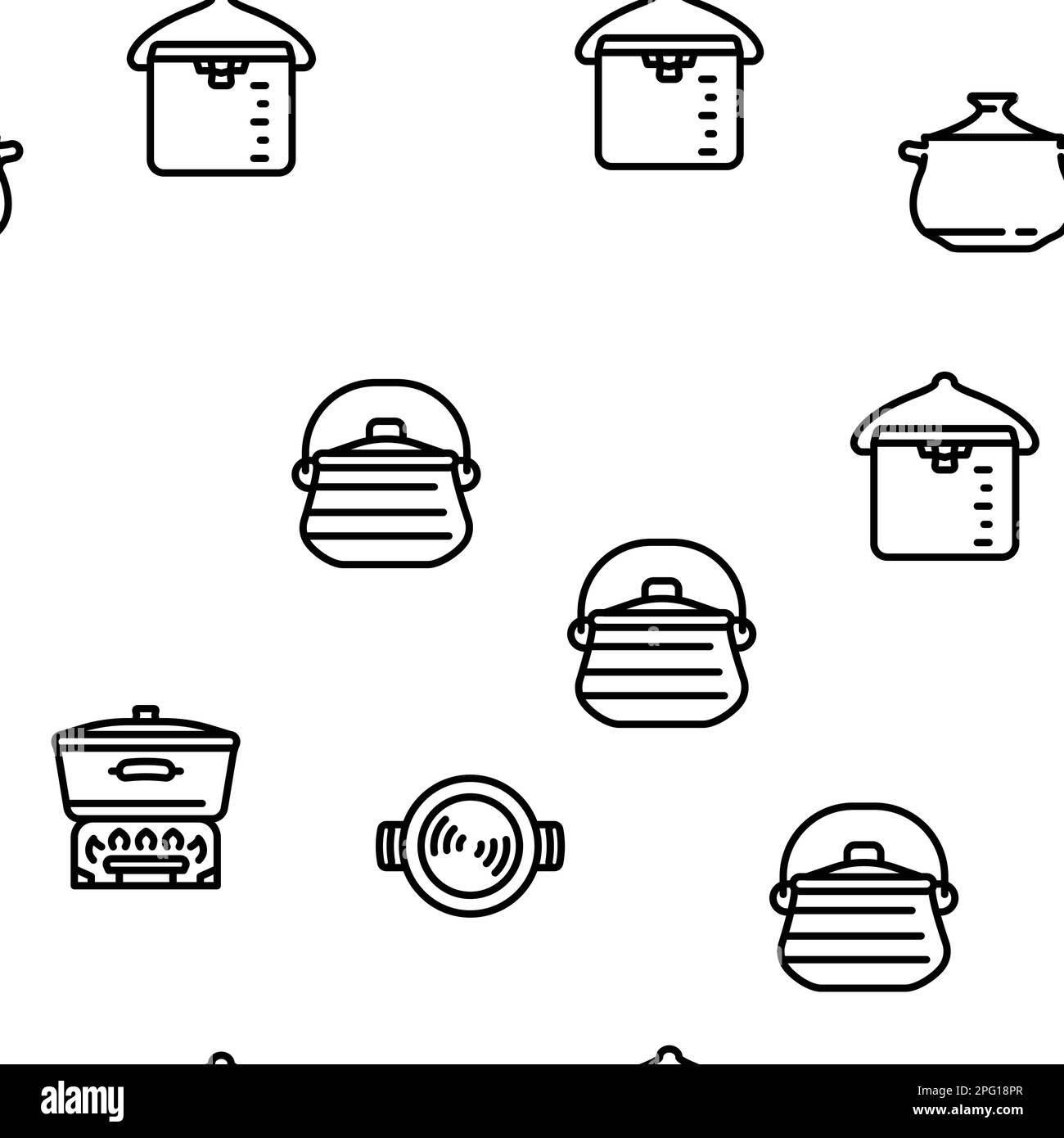 Kitchenware outline icons pattern hi-res stock photography and images - Alamy