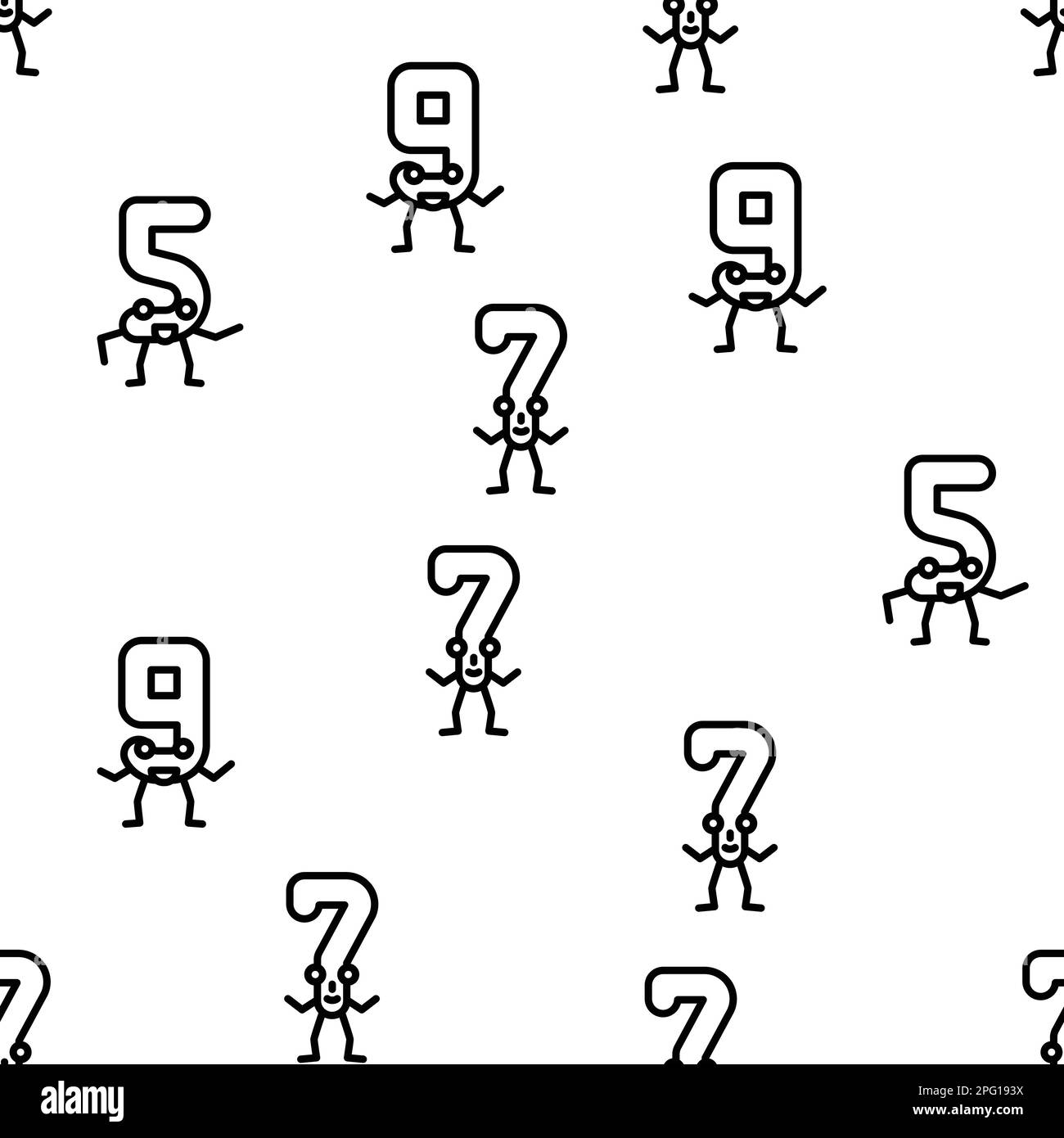 number character cute vector seamless pattern Stock Vector Image & Art ...