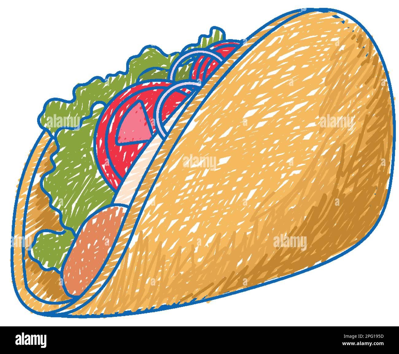 Taco pencil colour child scribble style illustration Stock Vector Image ...