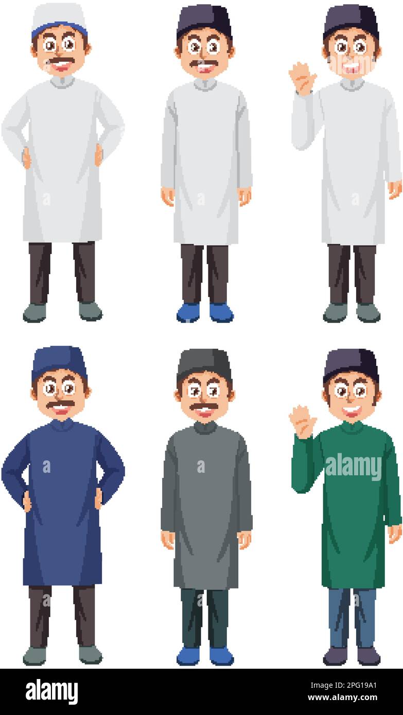 Muslim Man Cartoon Character Collection illustration Stock Vector Image ...