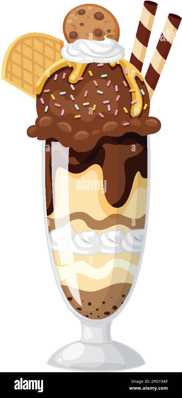 Ice cream sundae served in a glass illustration Stock Vector Image ...