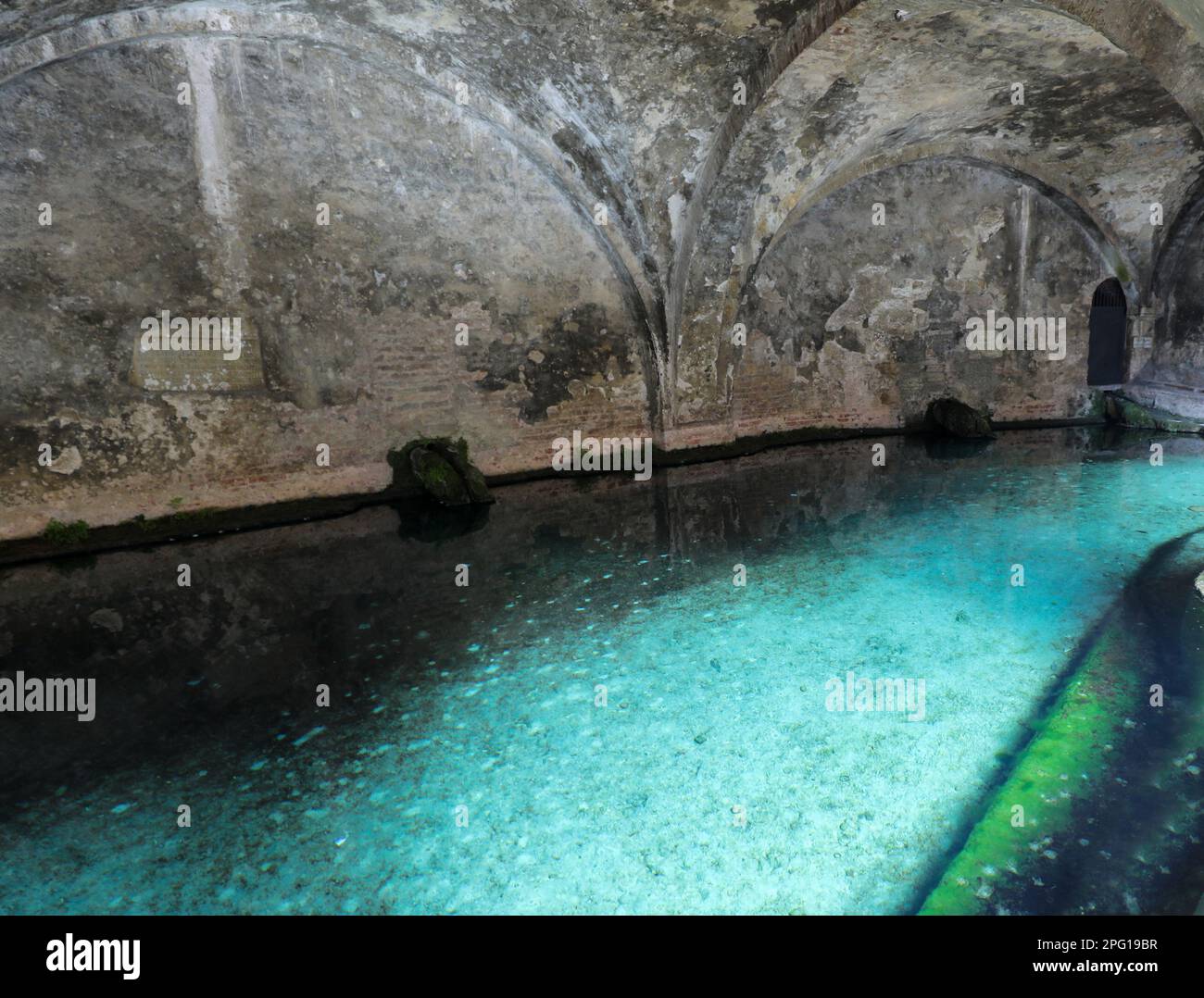 Potable Water in the famous fountain called FONTEBRANDA in Siena in ...