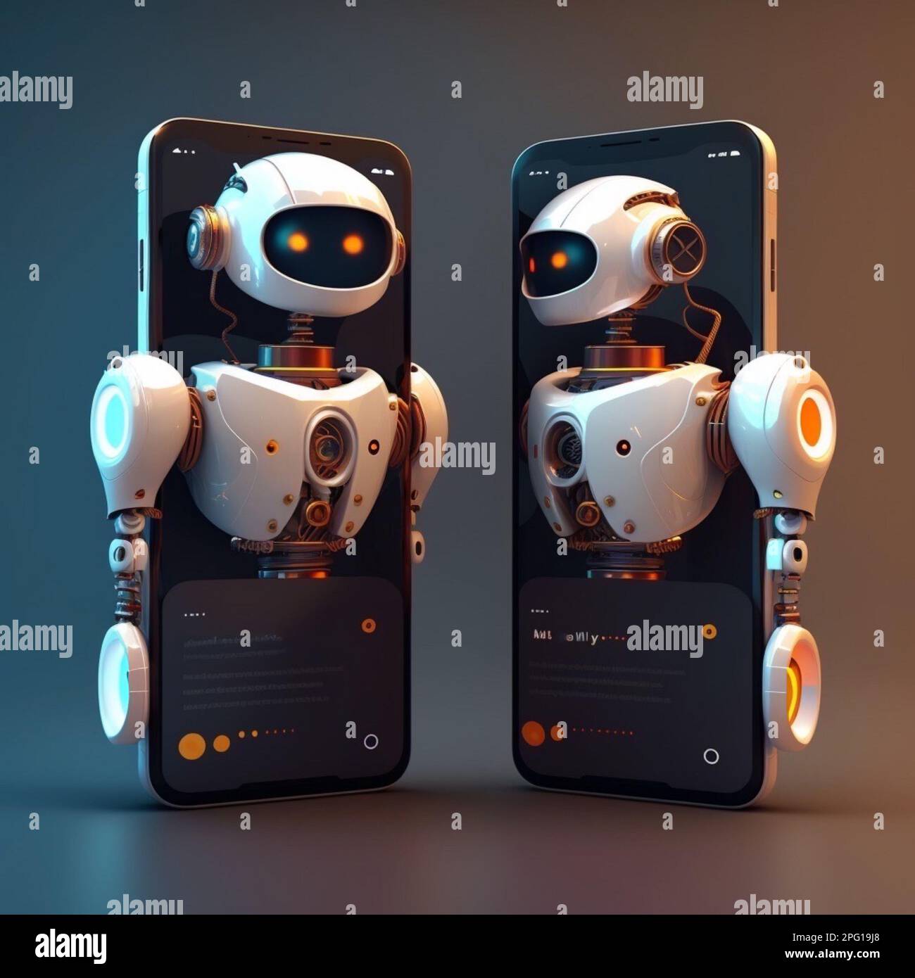 Messaging two smartphones illustration hi-res stock photography and ...