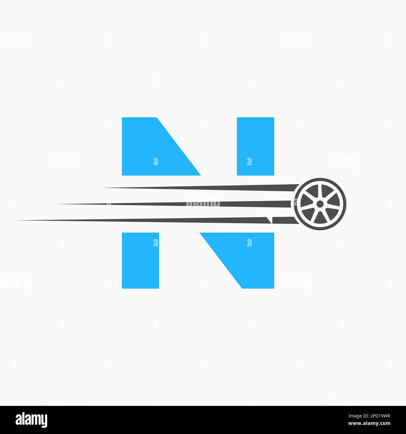 Sport Car Letter N Automotive Logo Concept With Transport Tyre Icon ...