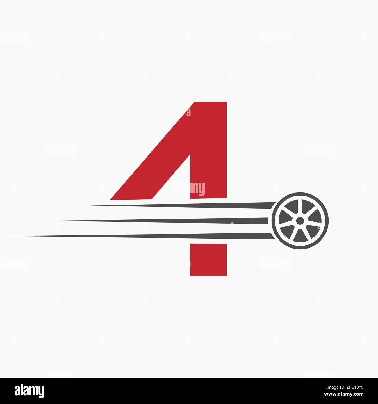 Sport Car Letter 4 Automotive Logo Concept With Transport Tyre Icon ...