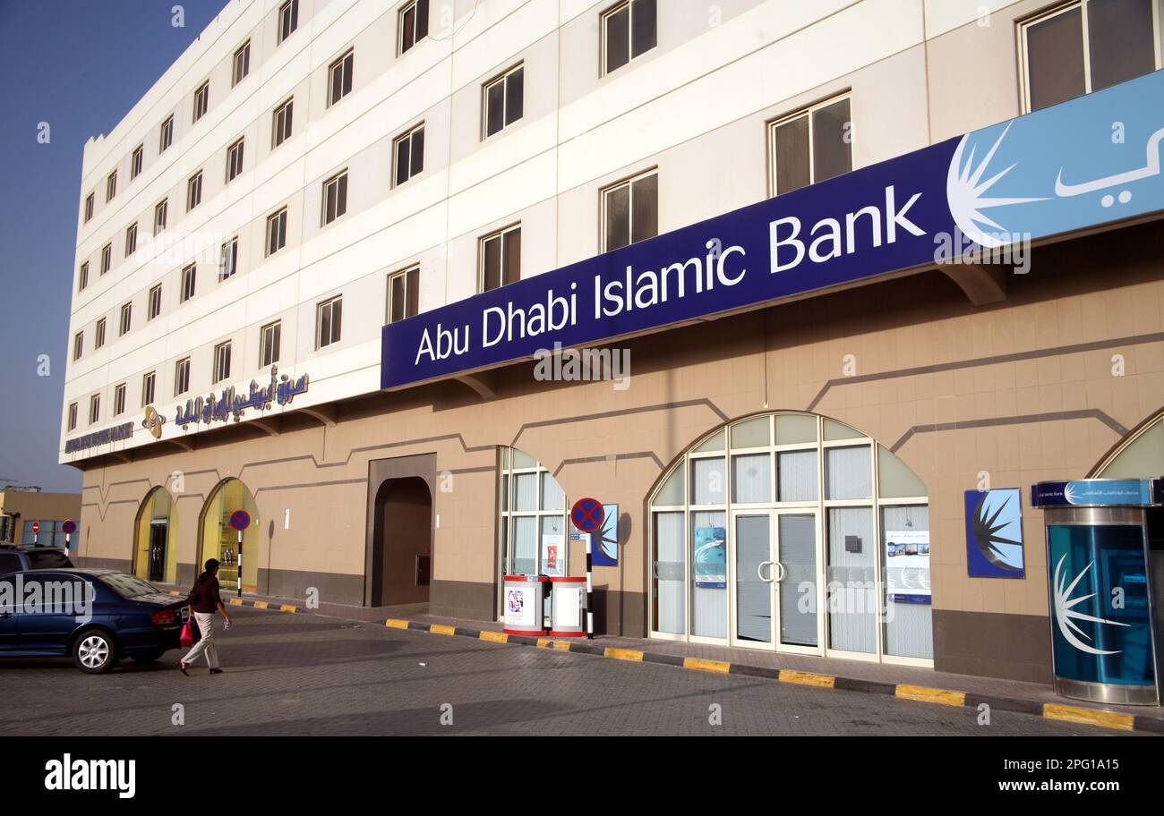 Abu Dhabi Islamic Bank in the emirate of Ras al Khaimah, 2007 Stock Photo - Alamy