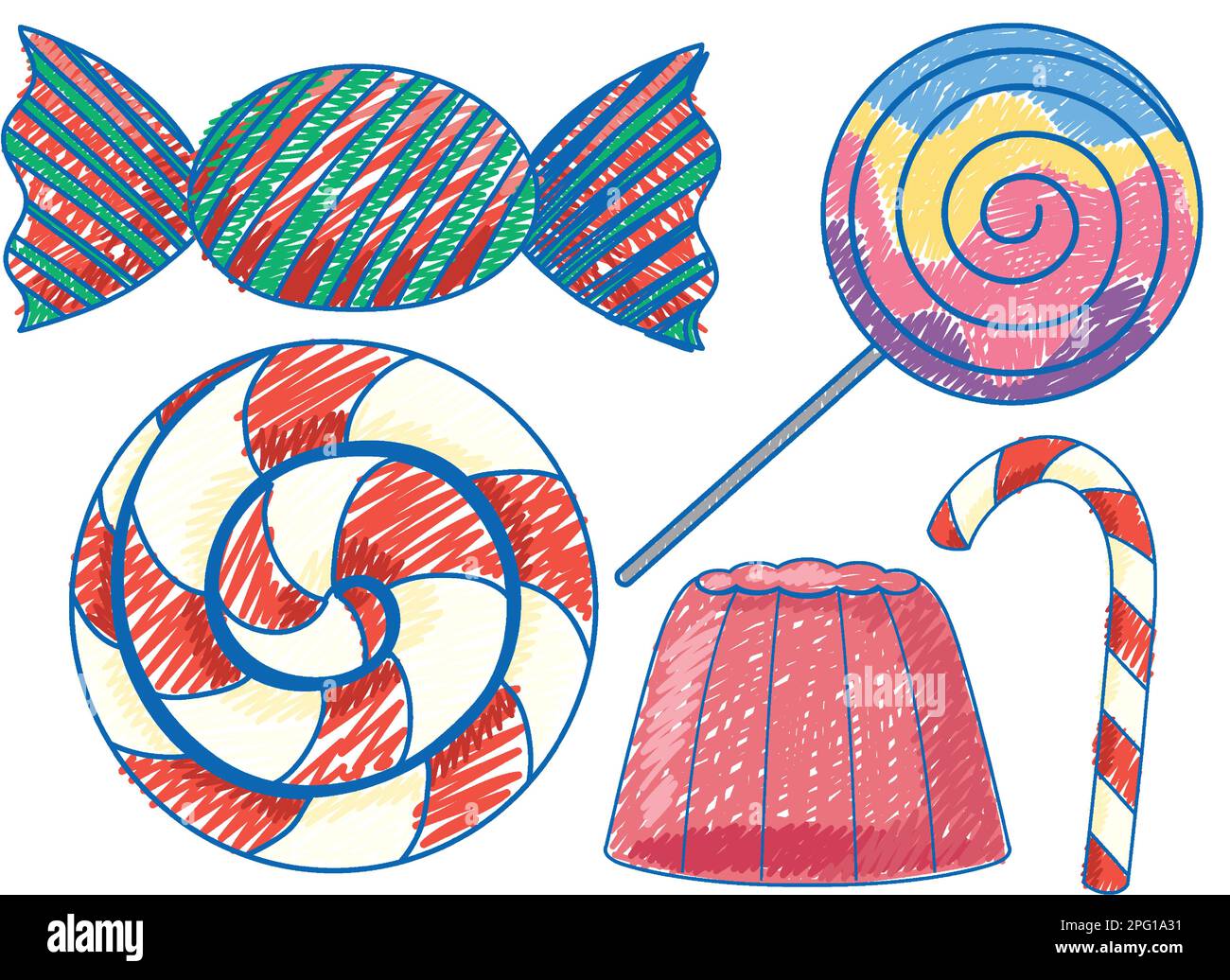 Sweet candy in Pencil Colour Sketch Simple Style illustration Stock ...