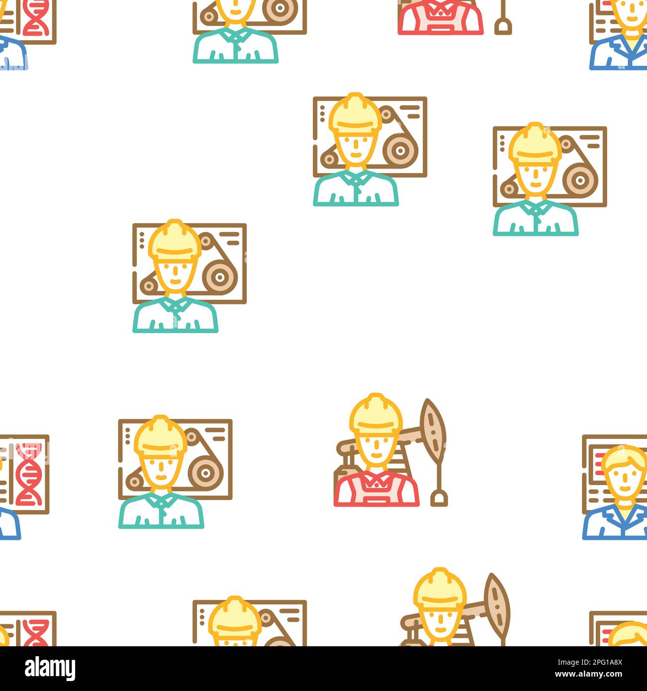 engineer worker man construction vector seamless pattern Stock Vector ...