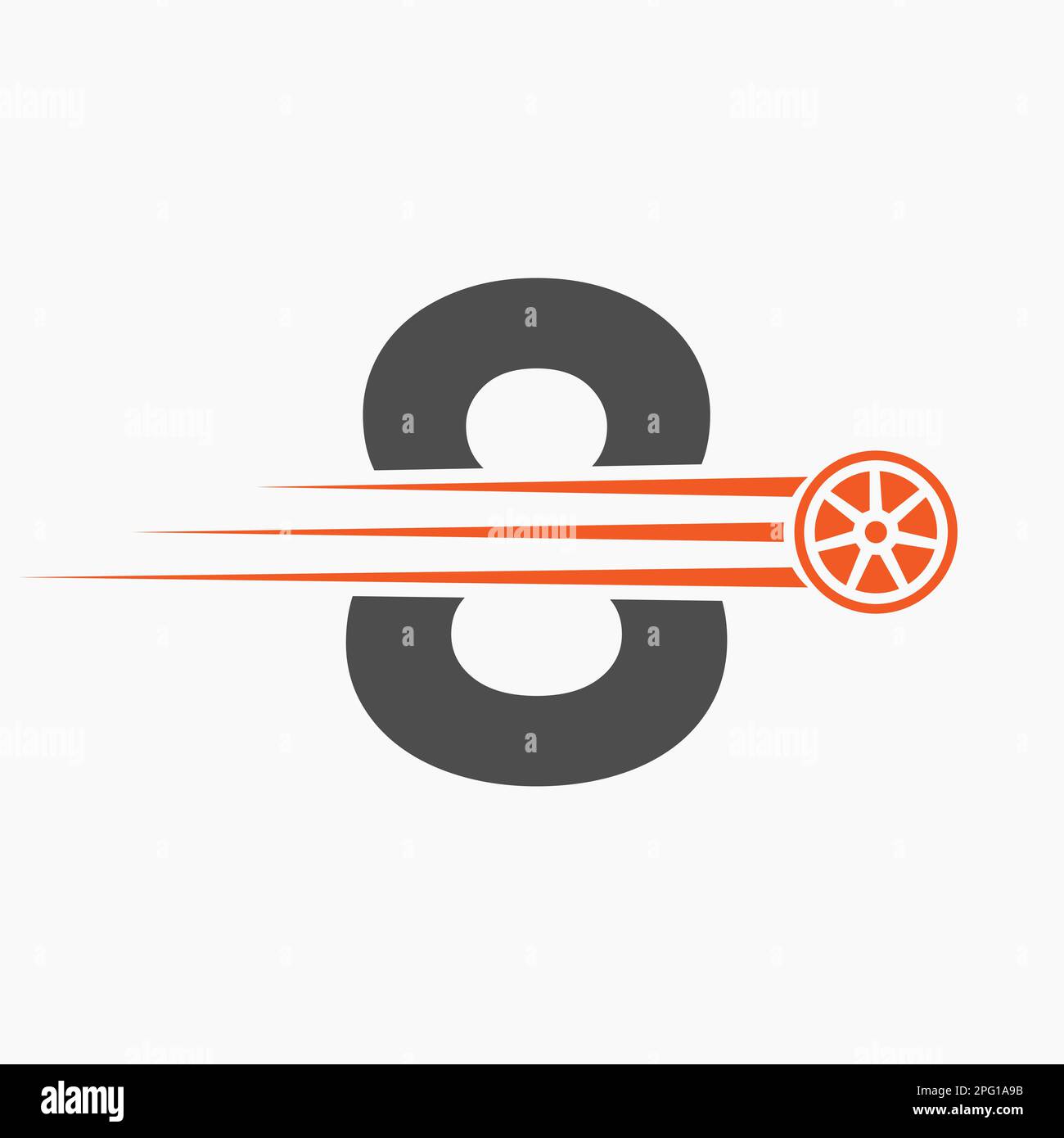 Sport Car Letter 8 Automotive Logo Concept With Transport Tyre Icon ...