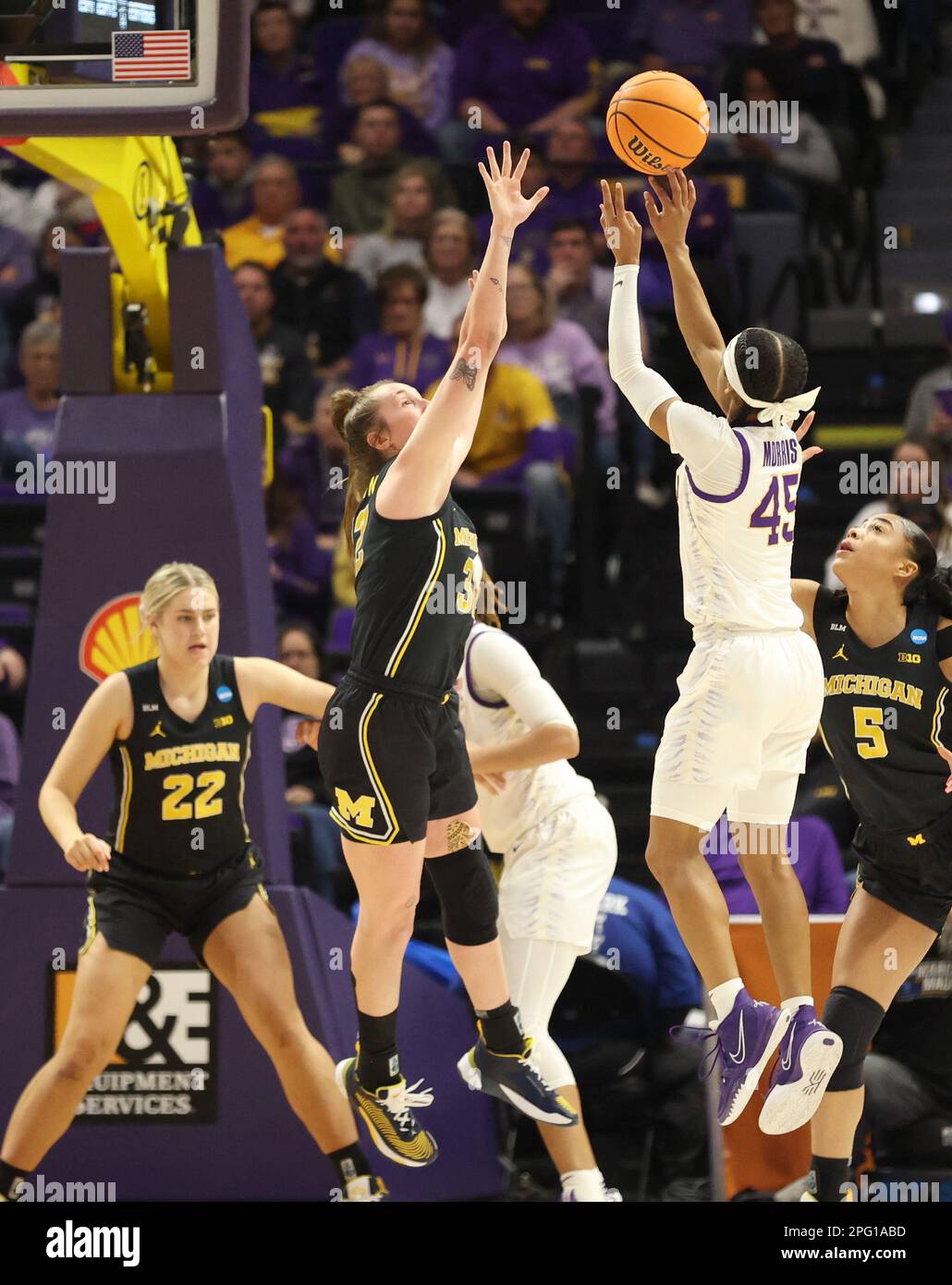 Baton Rouge, USA. 19th Mar, 2023. LSU Tigers guard Alexis Morris (45 ...
