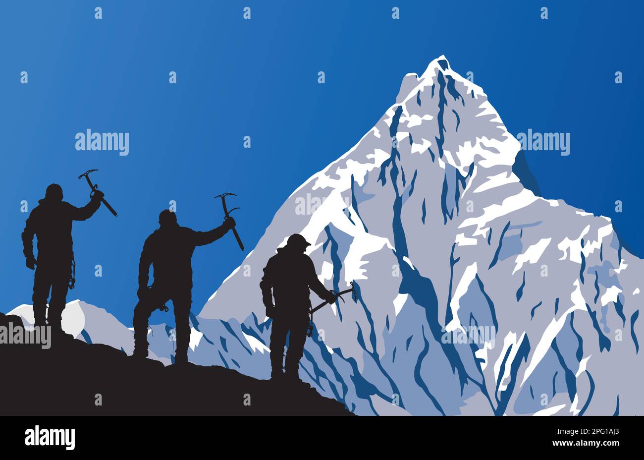 vector illustration of mount Machapuchare or Machhapuchhare and black ...
