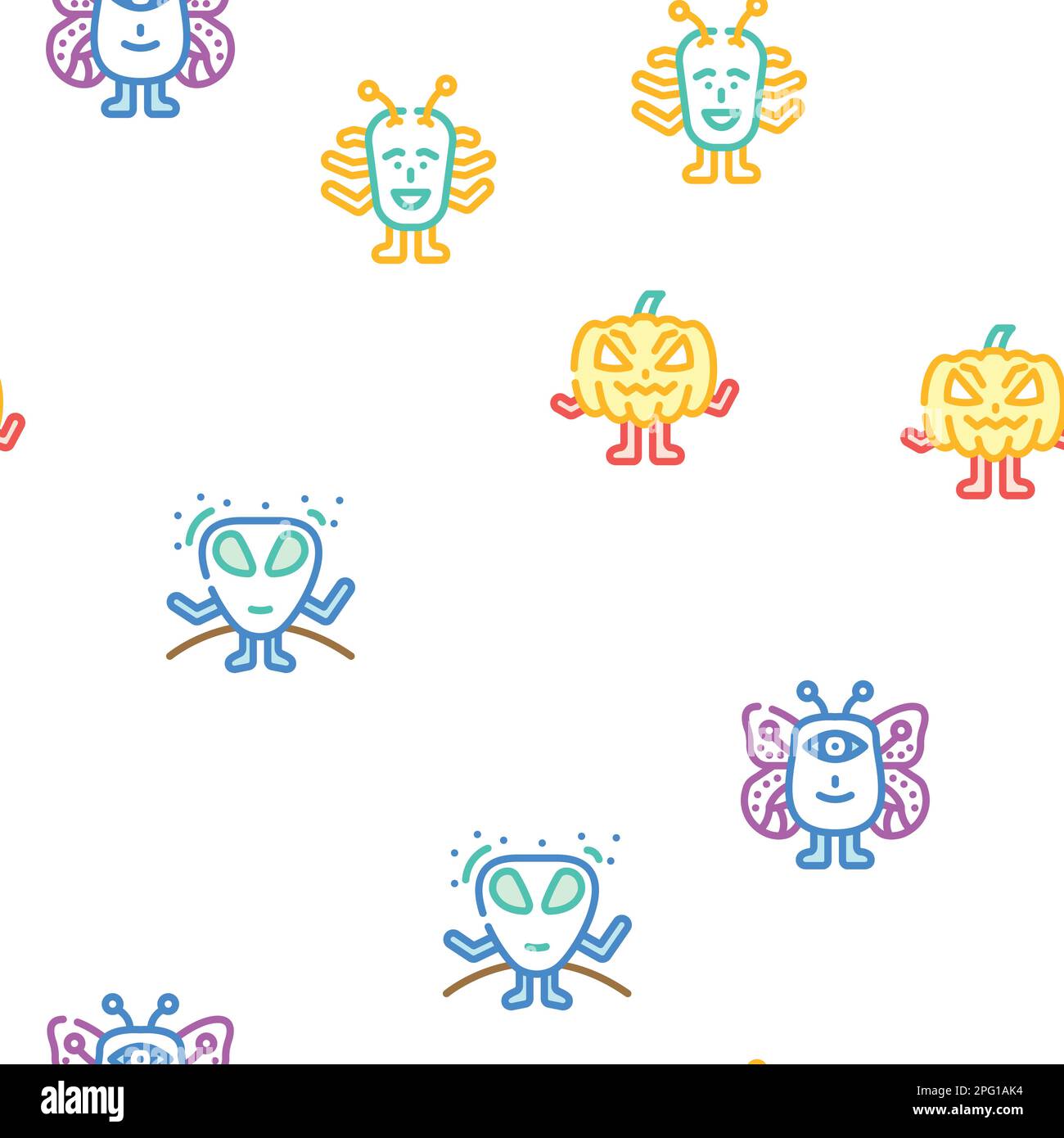monster cute character vector seamless pattern Stock Vector Image & Art ...