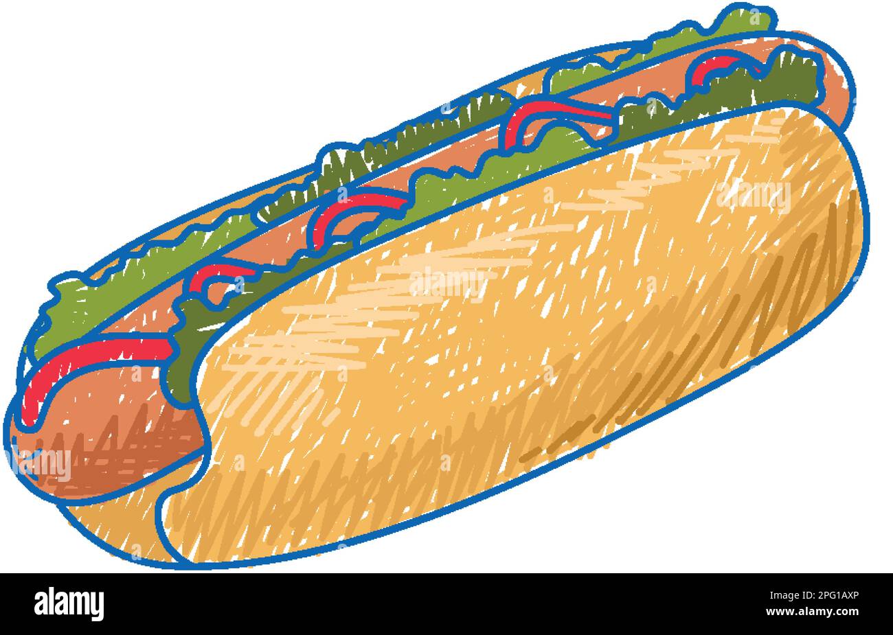 Hot dog pencil colour child scribble style illustration Stock Vector ...