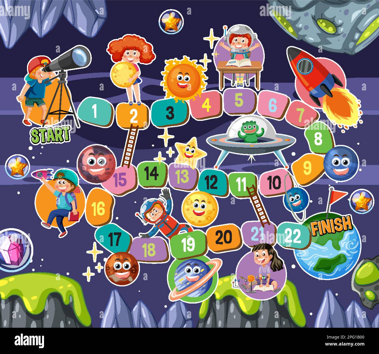 Snakes and ladders board game template illustration Stock Vector Image ...